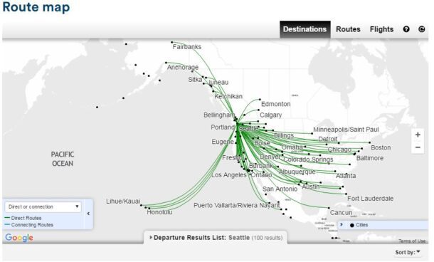 Alaska Airlines - Route Map - AcCounting Your Points