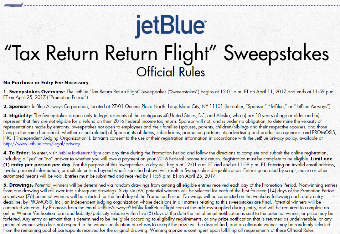 I Won a JetBlue Tax Return Return Flight! - AcCounting Your Points